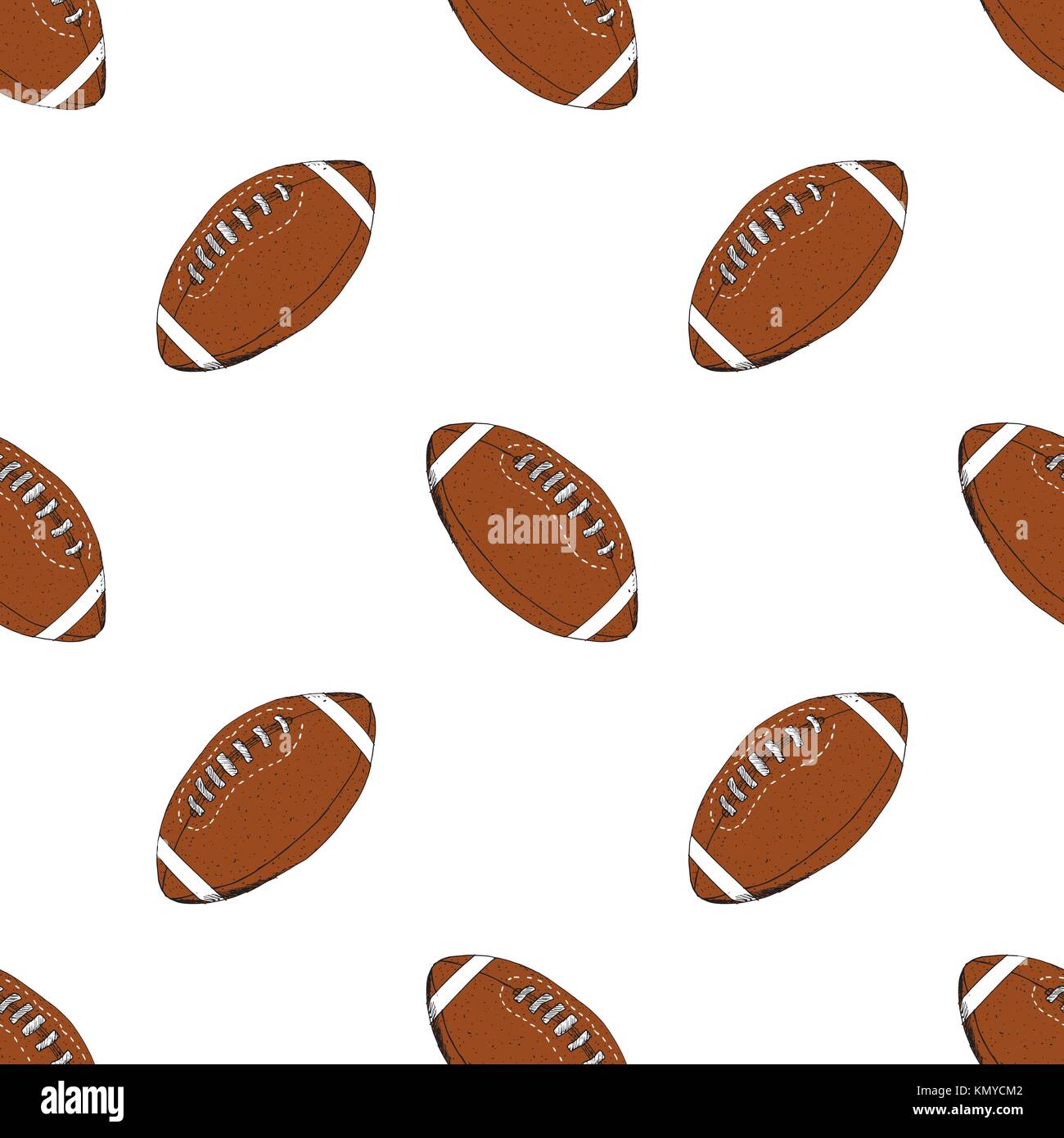 Football, rugby ball seamless pattern hand drawn sketch, vector ...