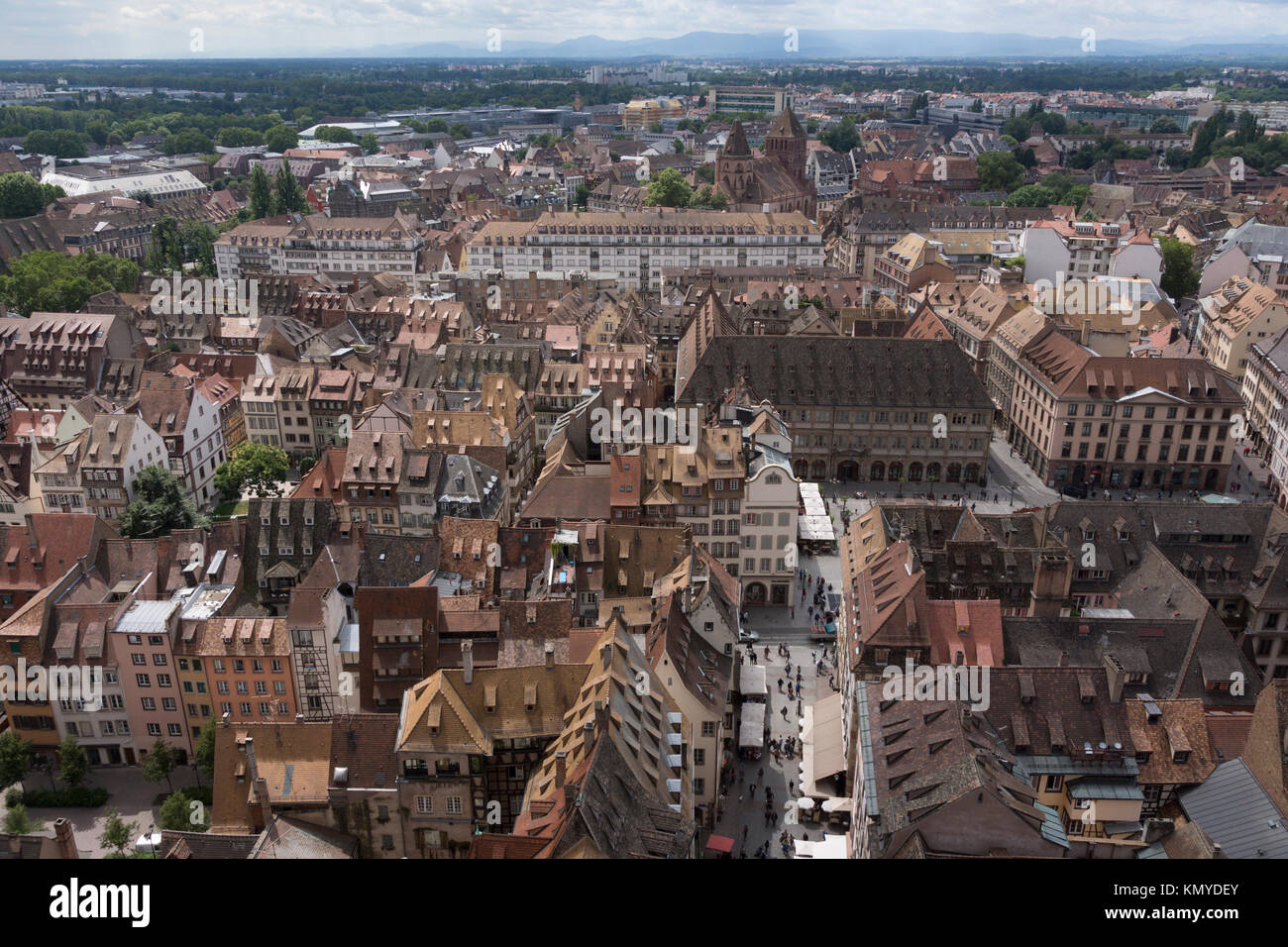 An aerial view across Strasbourg's historic city centre, a UNESCO World ...