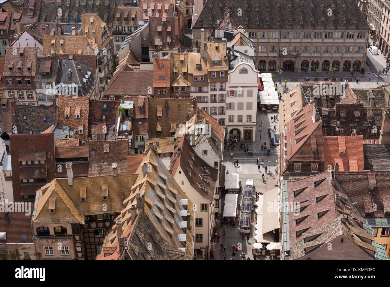 An aerial view across Strasbourg's historic city centre, a UNESCO World ...