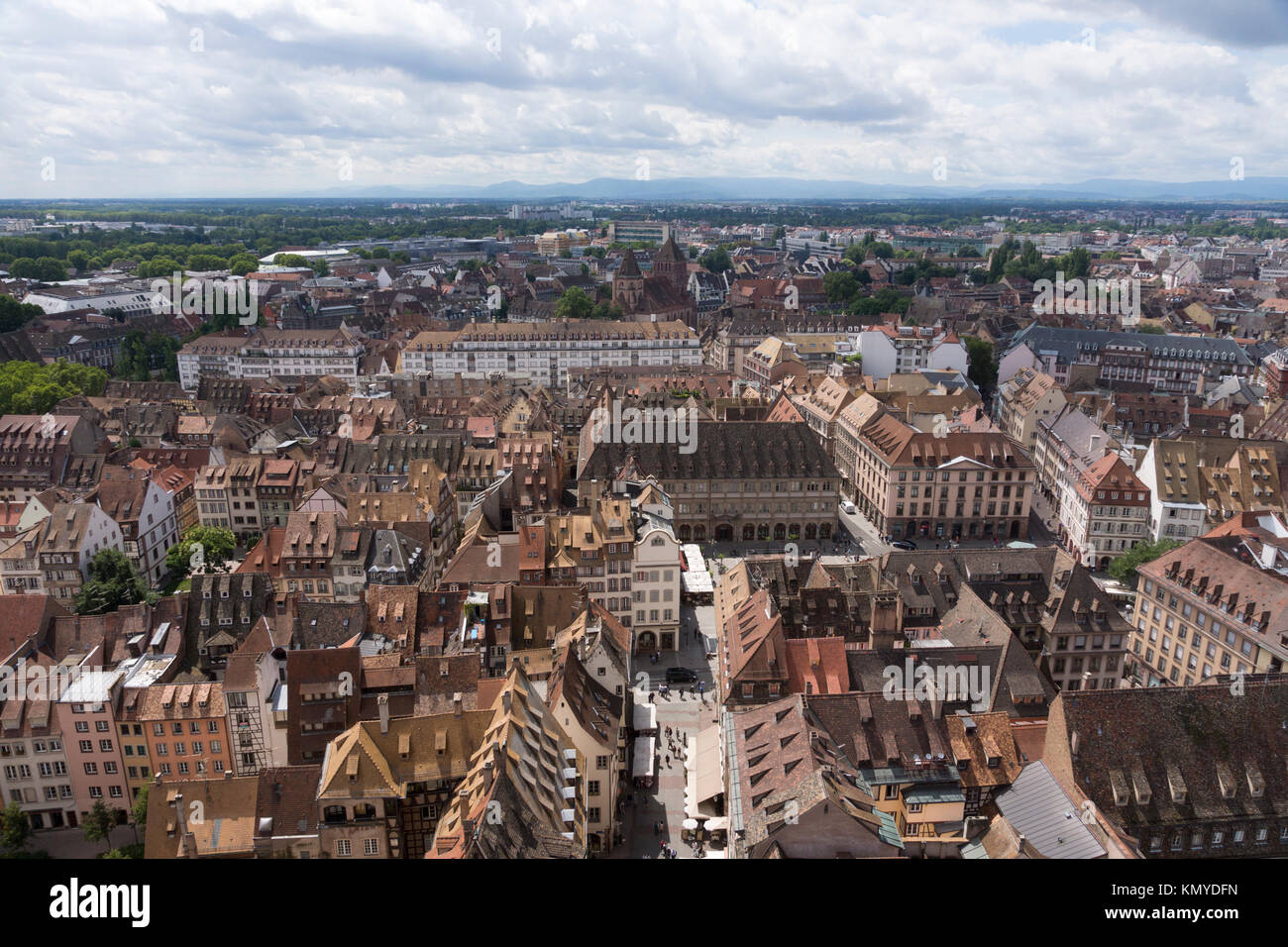 An aerial view across Strasbourg's historic city centre, a UNESCO World ...