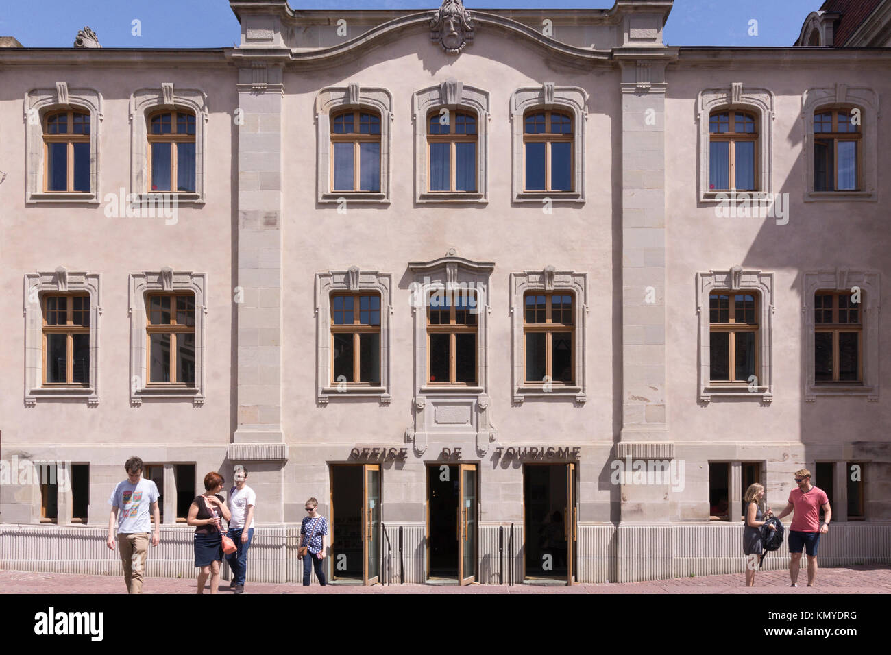 Tourists in front of Colmar Tourist Office, Colmar, Alsace Stock Photo ...