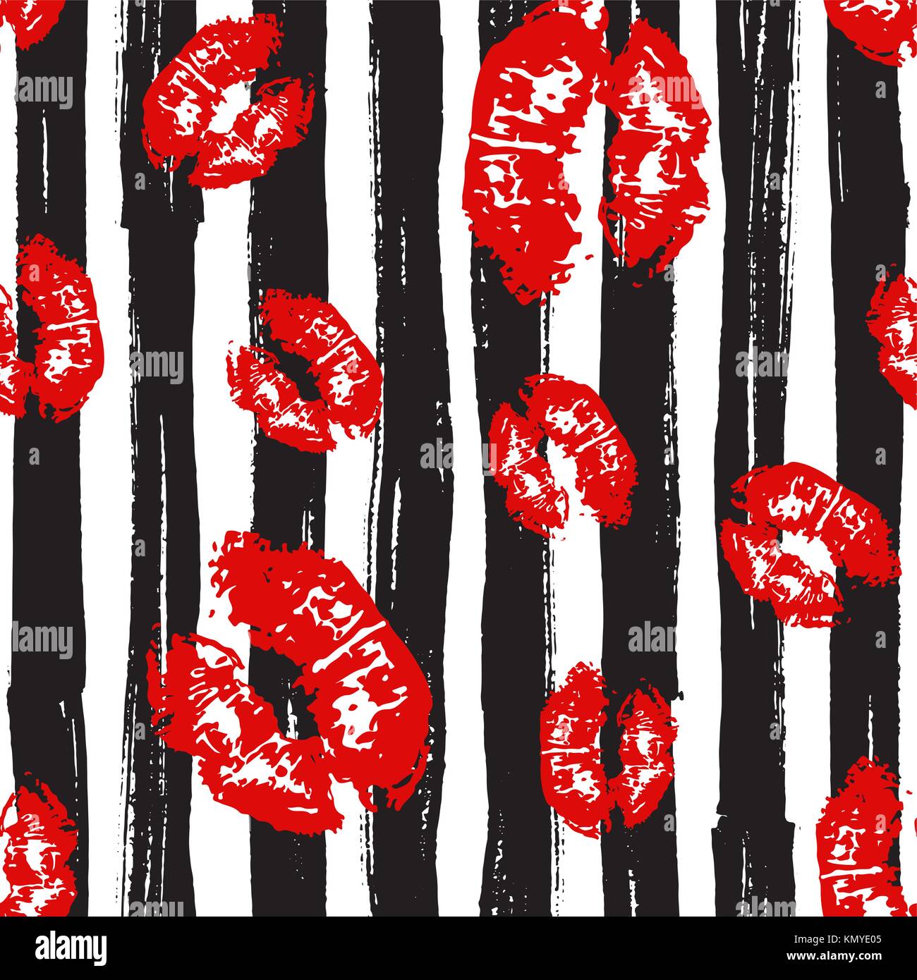 Kiss, Lips Seamless Pattern background. Vector Illustration isolated on ...