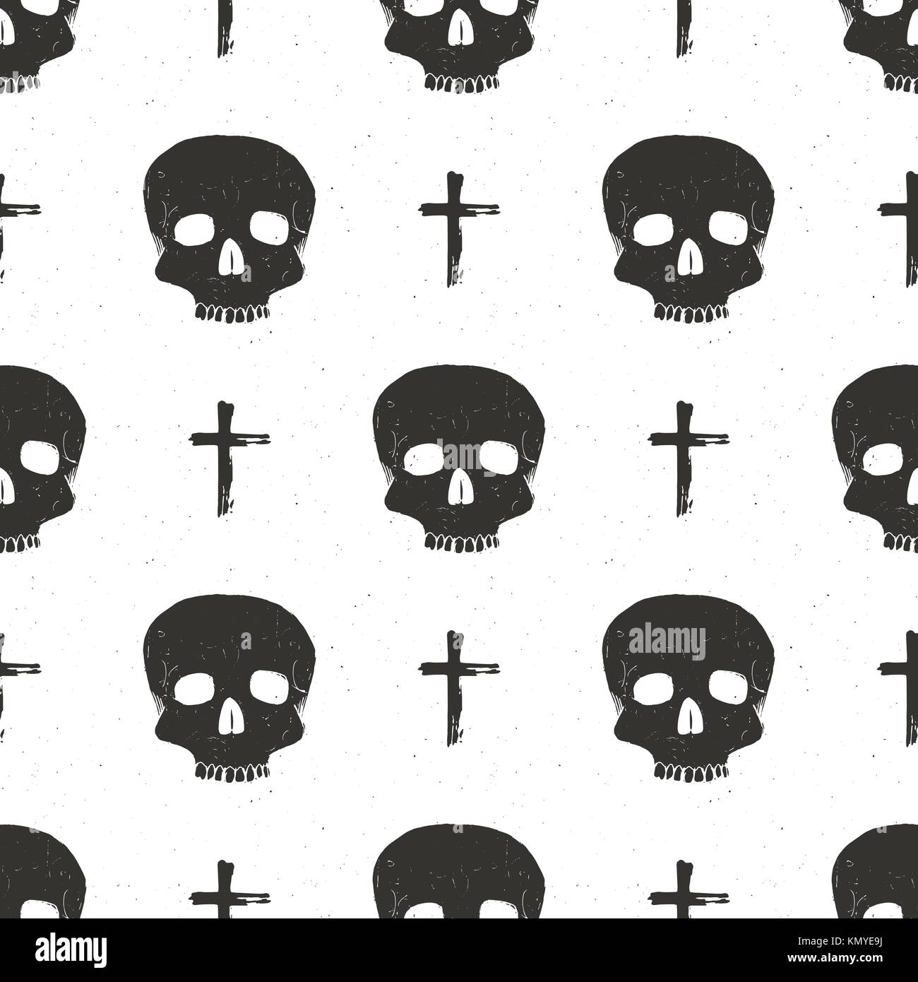 Skull and cross sumbol seamless pattern, hand drawn sketch vector ...
