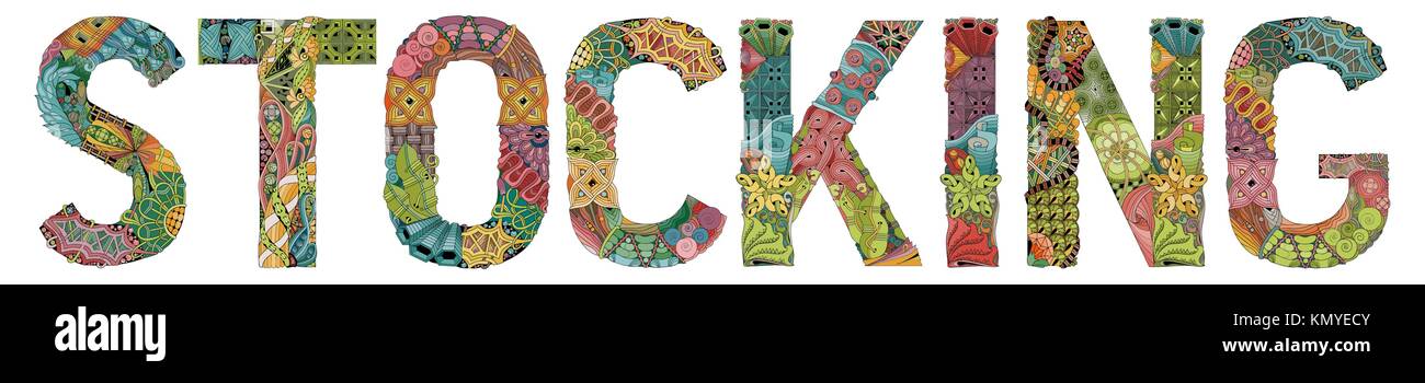 Hand-painted art design. Hand drawn illustration words stocking for t ...
