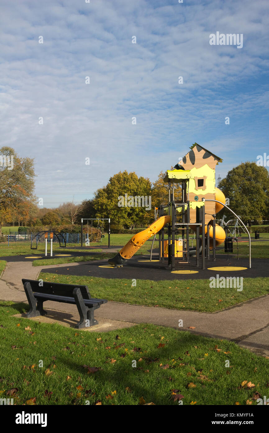 Children's Playground in Wickford Memorial Park, Essex, England Stock ...