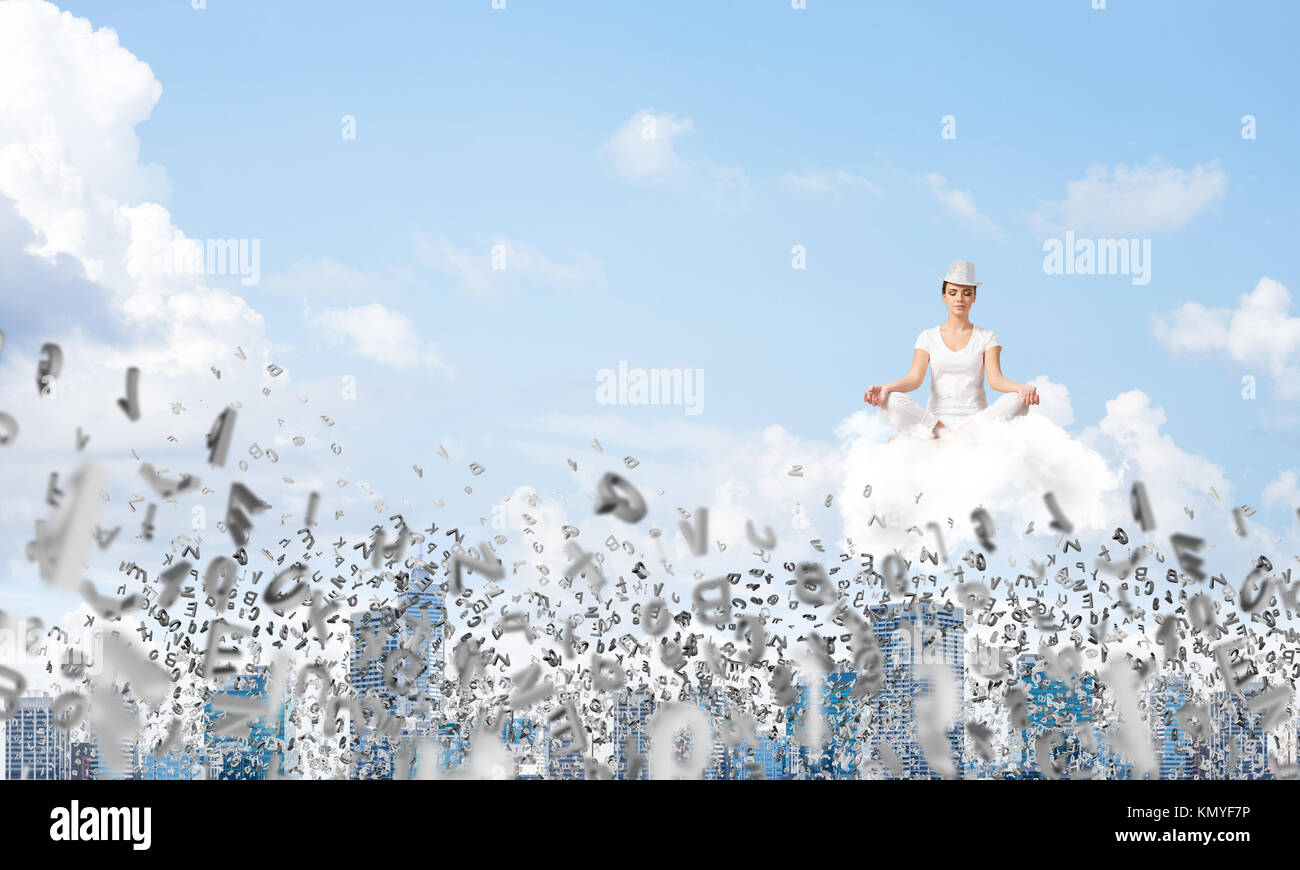 Young woman keeping mind conscious Stock Photo - Alamy