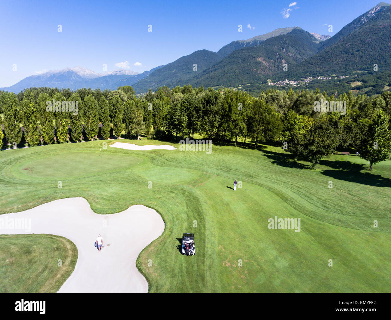 Golfer in a golf club - Aerial view Stock Photo - Alamy