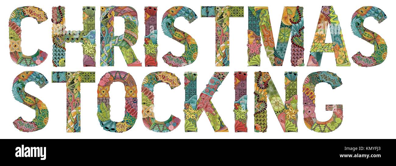 Hand-painted art design. Hand drawn illustration words Christmas ...