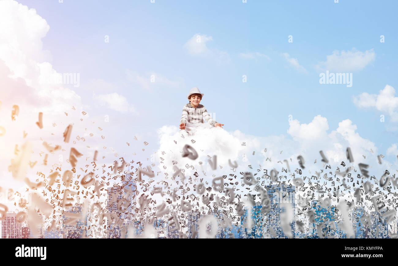 Little boy keeping mind conscious Stock Photo - Alamy