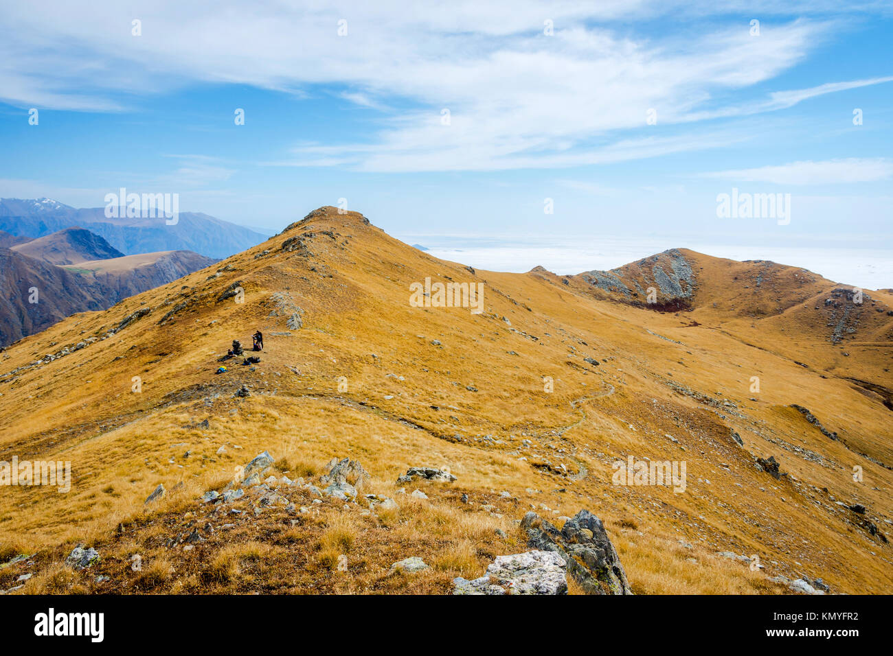 Mountains in golden grass in autumn, Lagodekhi national park, Georgia ...