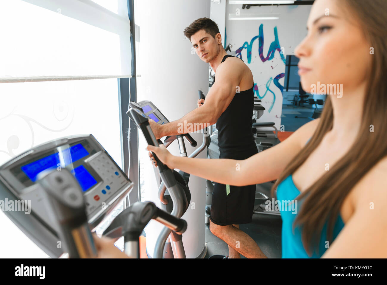 Group of people with trainer in gym hi-res stock photography and images ...