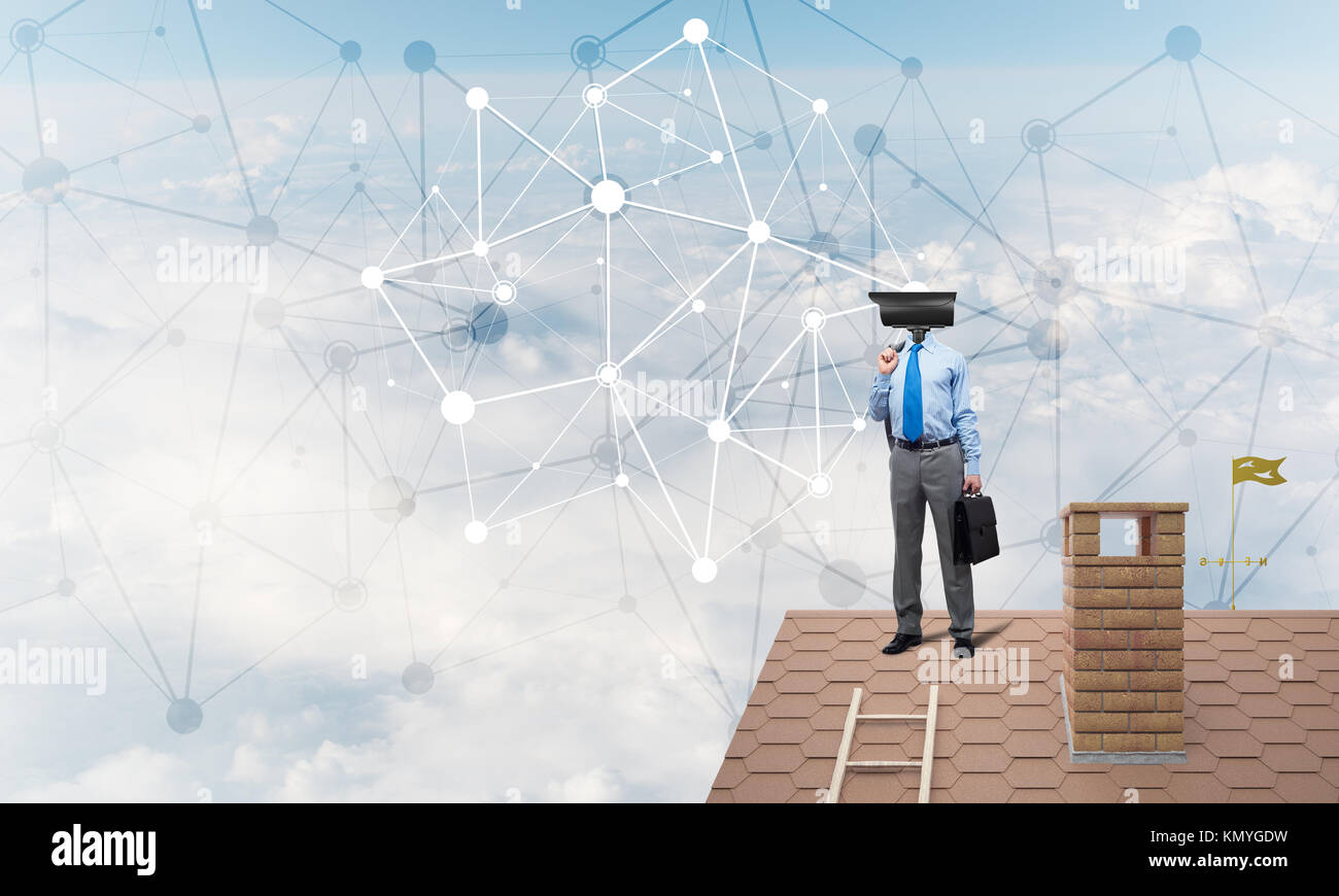 Concept of security and privacy protection with camera headed man Stock ...