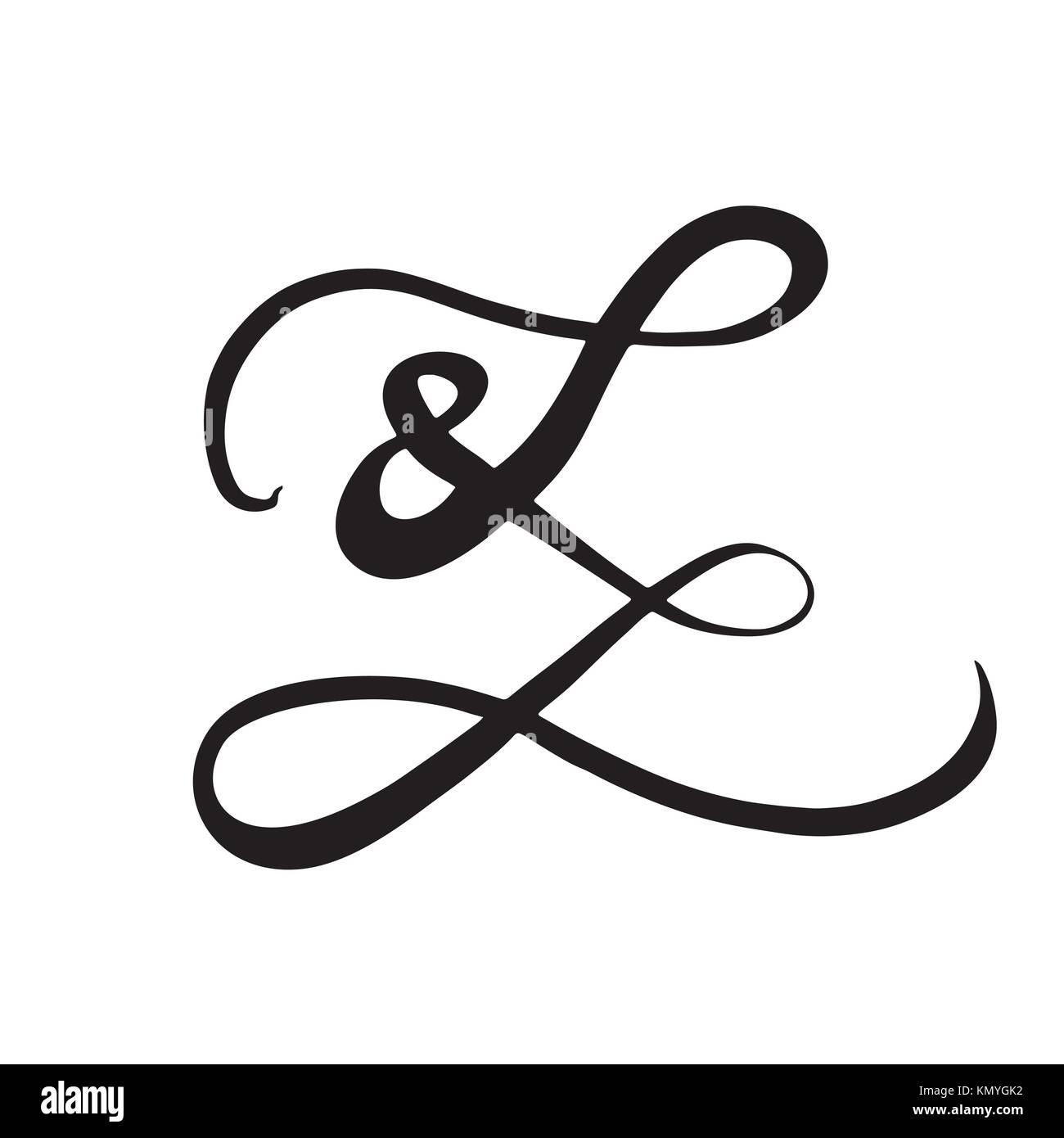 Ampersand symbol, hand drawn grunge sign, vector illustration isolated ...
