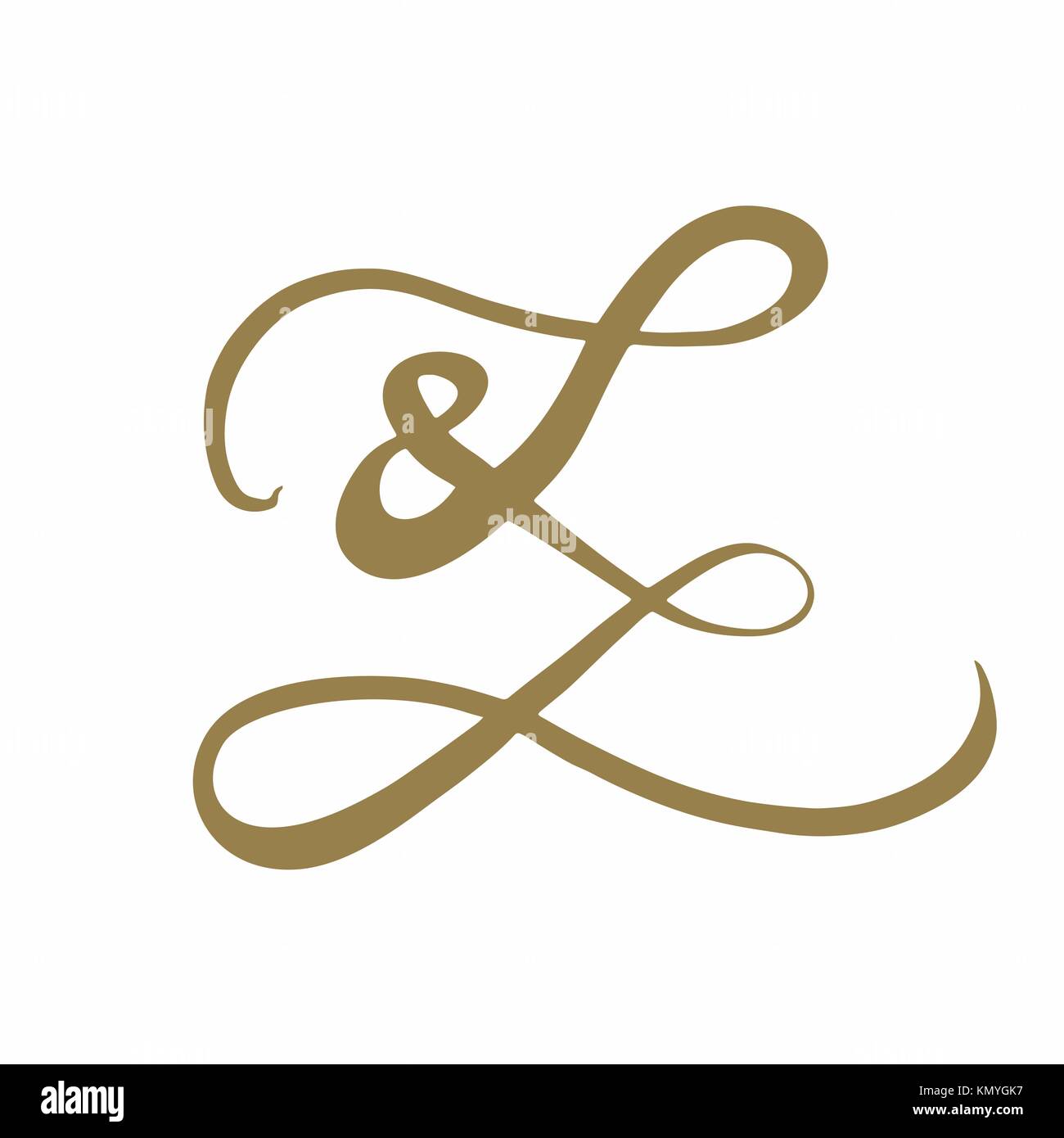 Ampersand symbol, hand drawn grunge sign, vector illustration isolated ...
