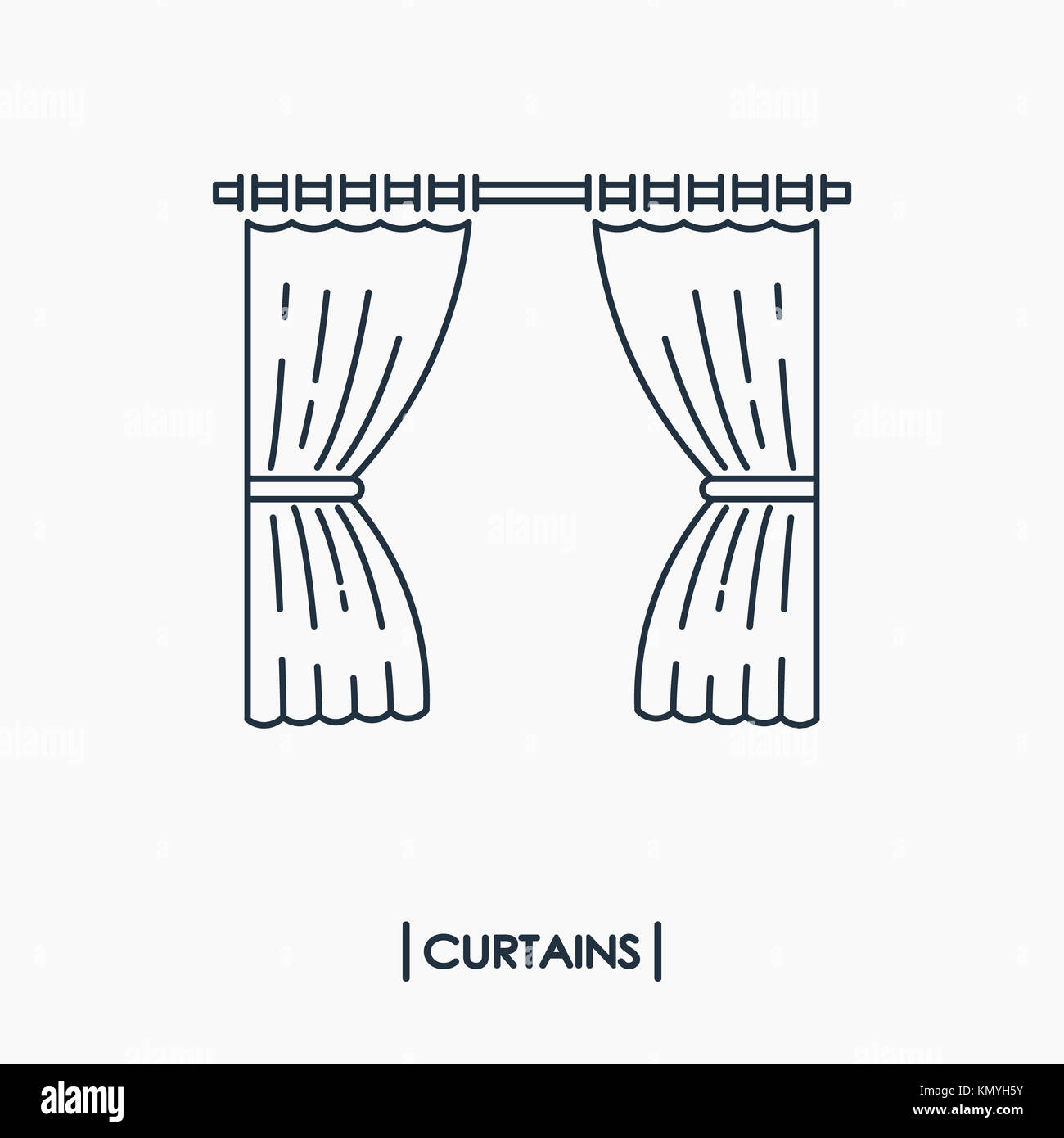 Curtains window vector line hi-res stock photography and images - Alamy