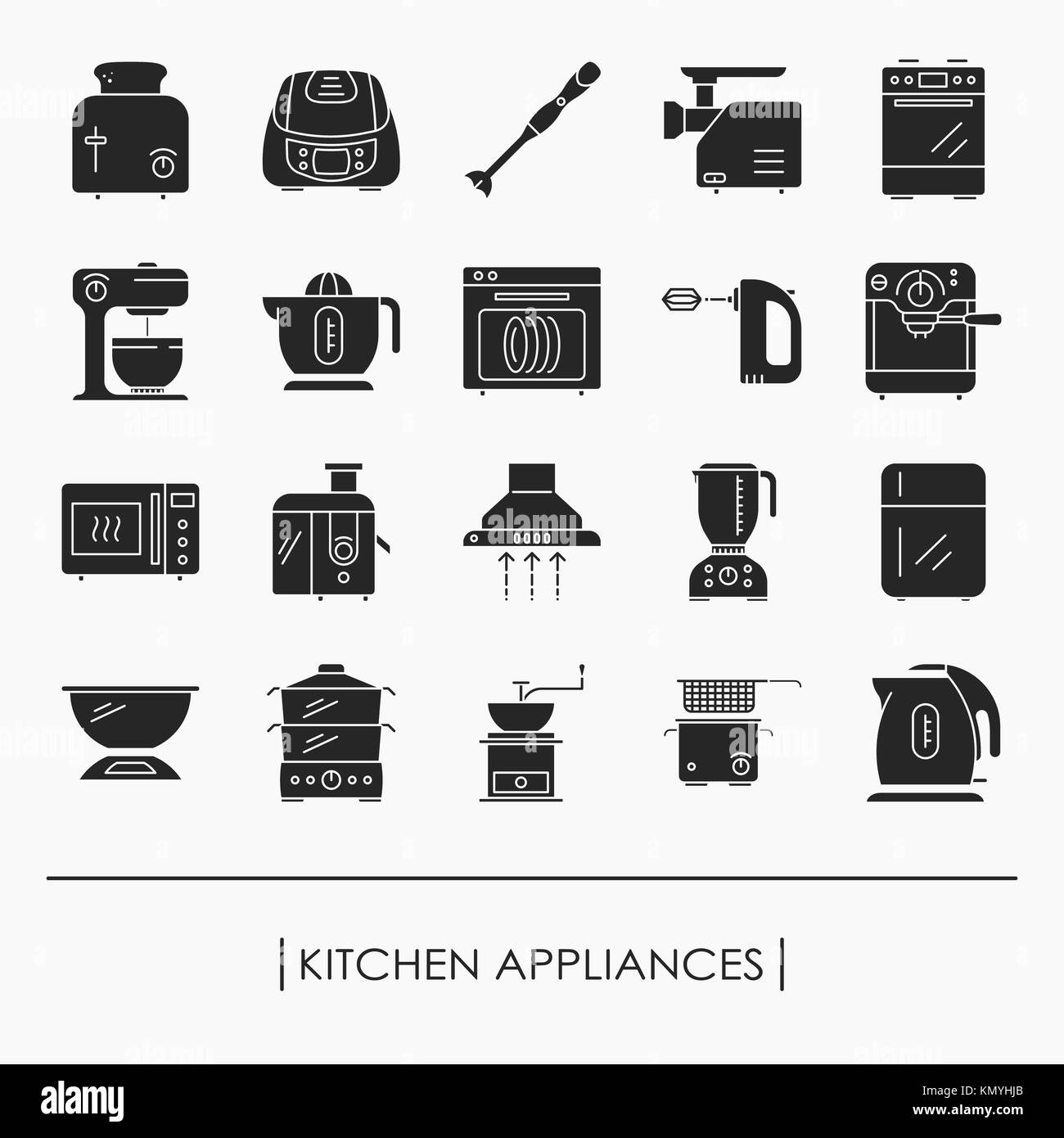 Kitchen appliances icons outline hi-res stock photography and images ...