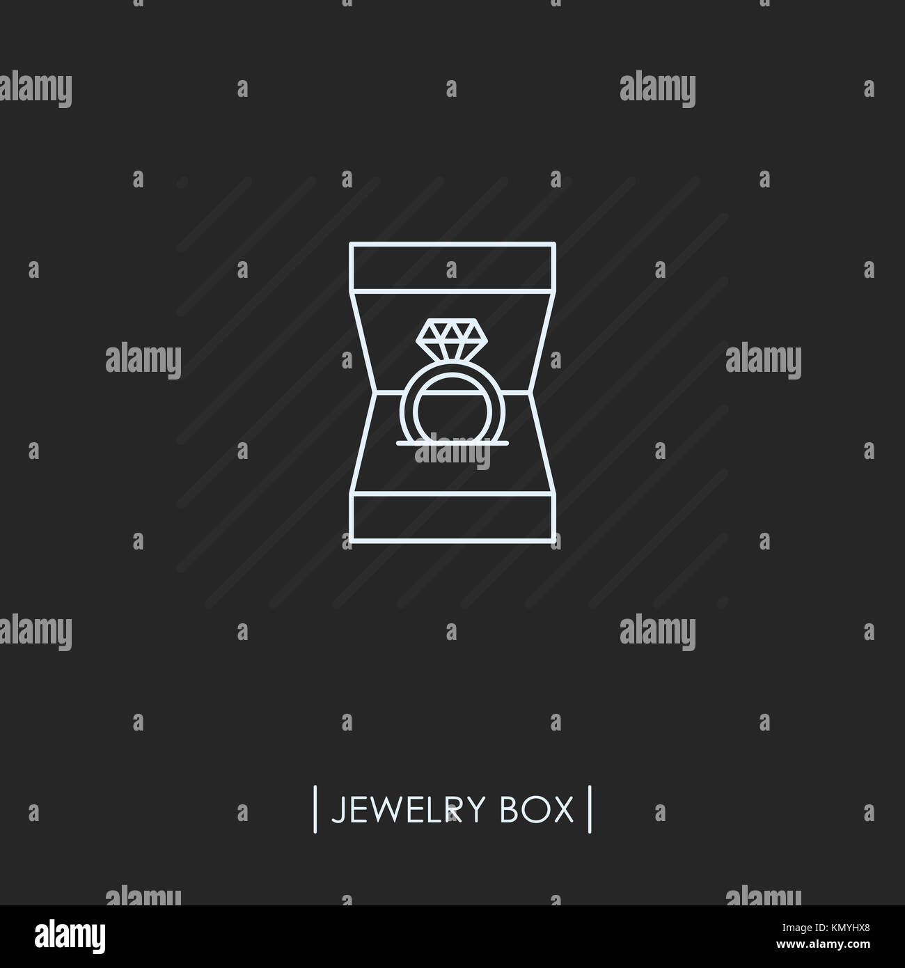 Ring with diamond in box outline icon isolated Stock Photo - Alamy