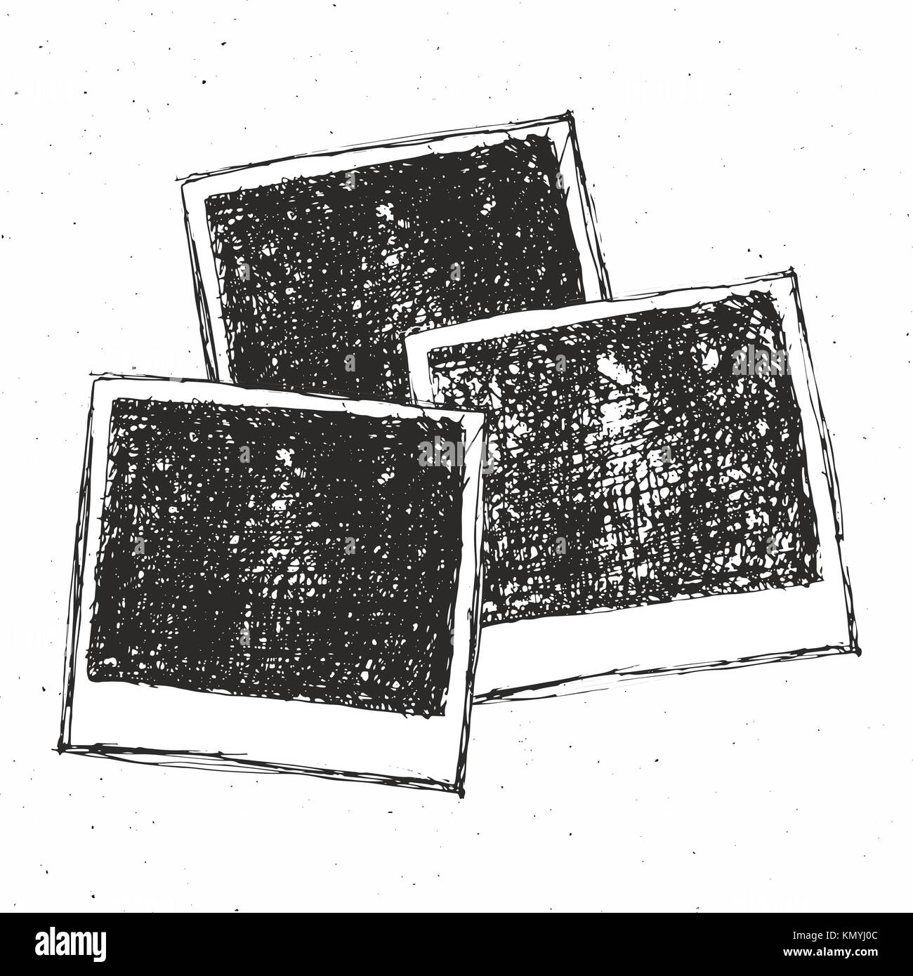 Retro photo frame hand drawn sketch set template design. vector ...