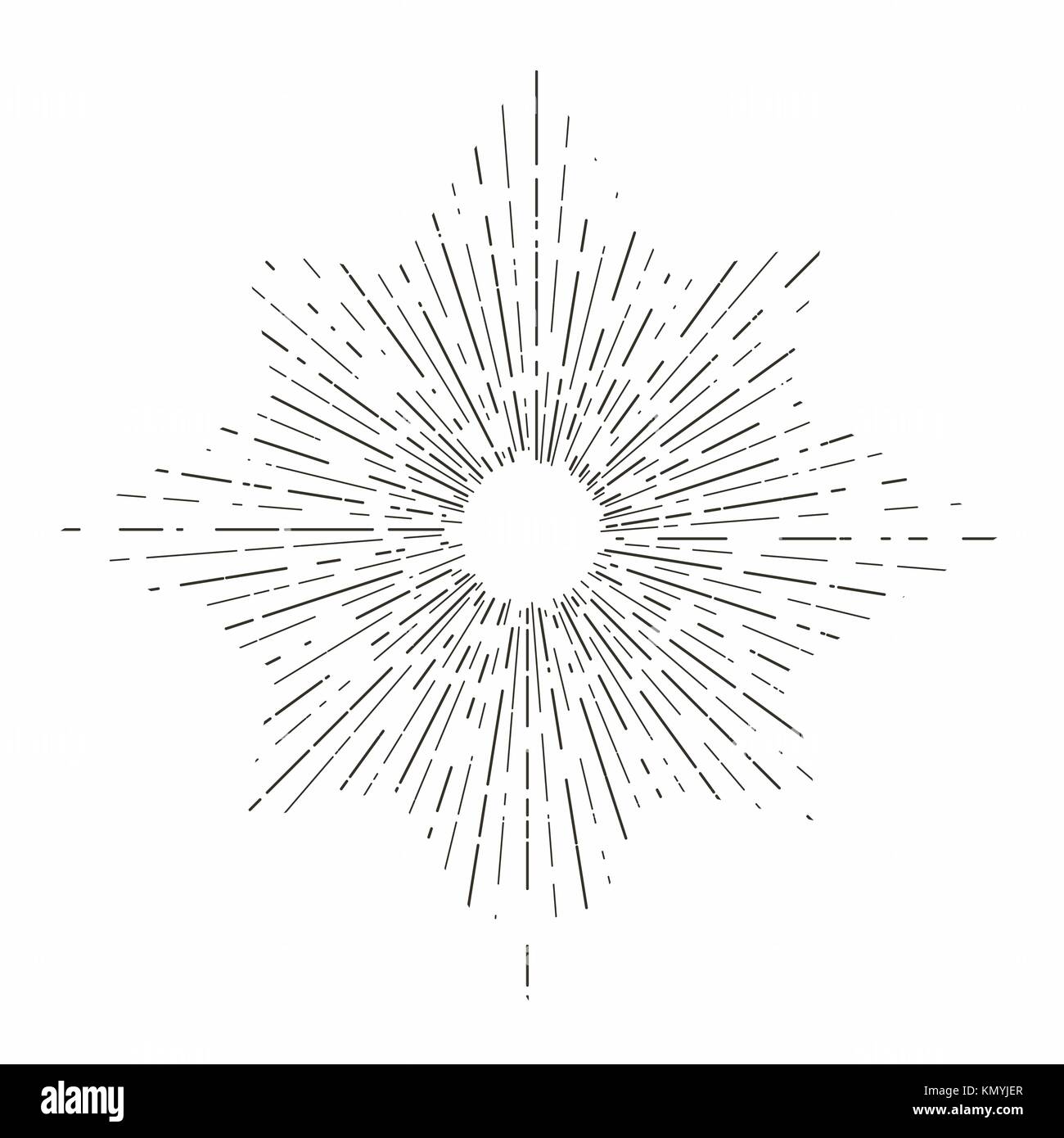 Retro sun bursts, Vintage radiant sun rays shape for logo, labels or ...