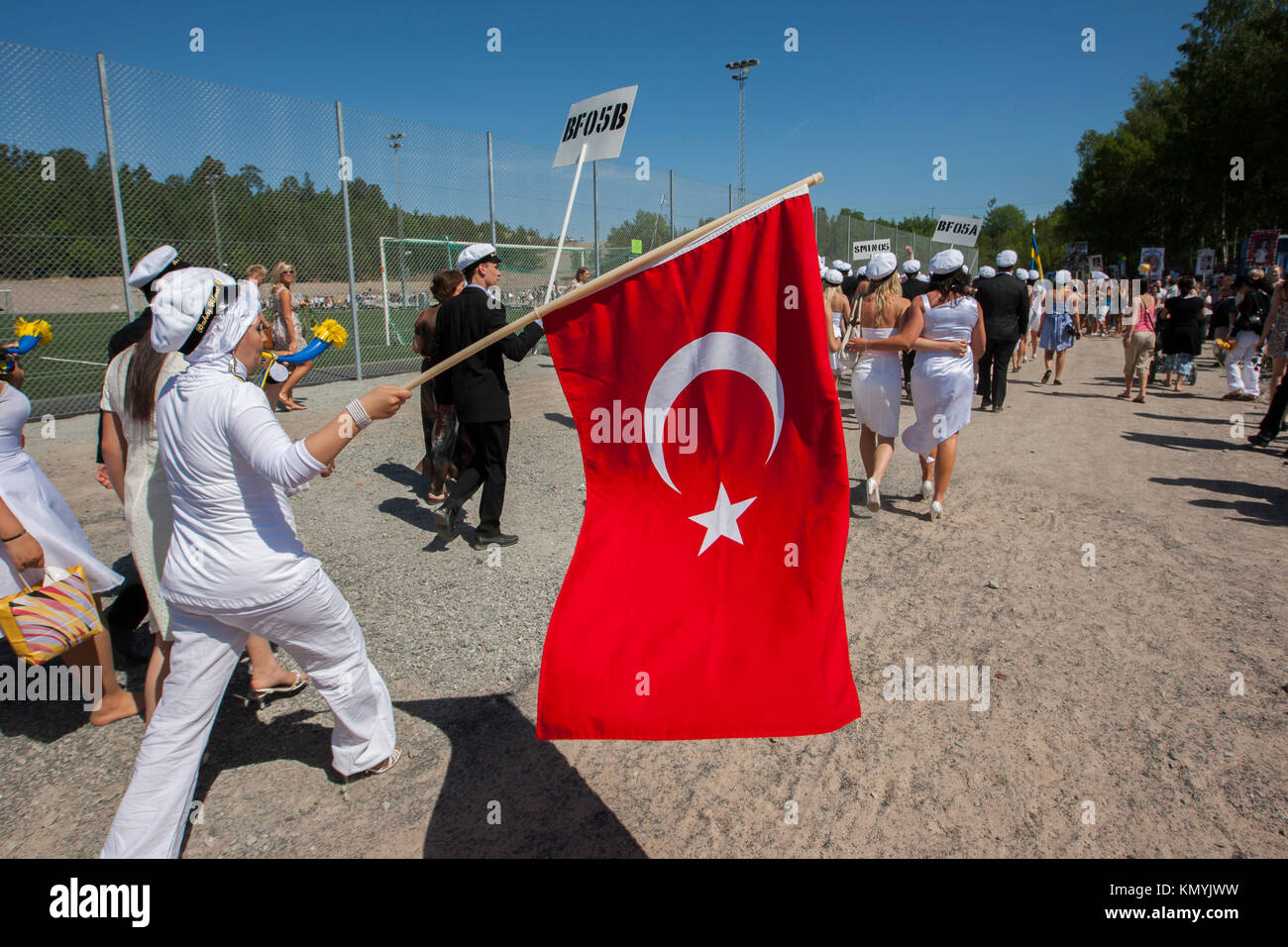 Pupils celebrating school leaving, Upplands Väsby, Sweden Stock Photo ...
