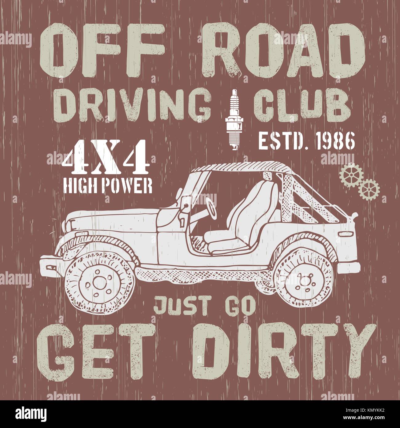 T-shirt design, offroad driving club with suv car typography graphics ...