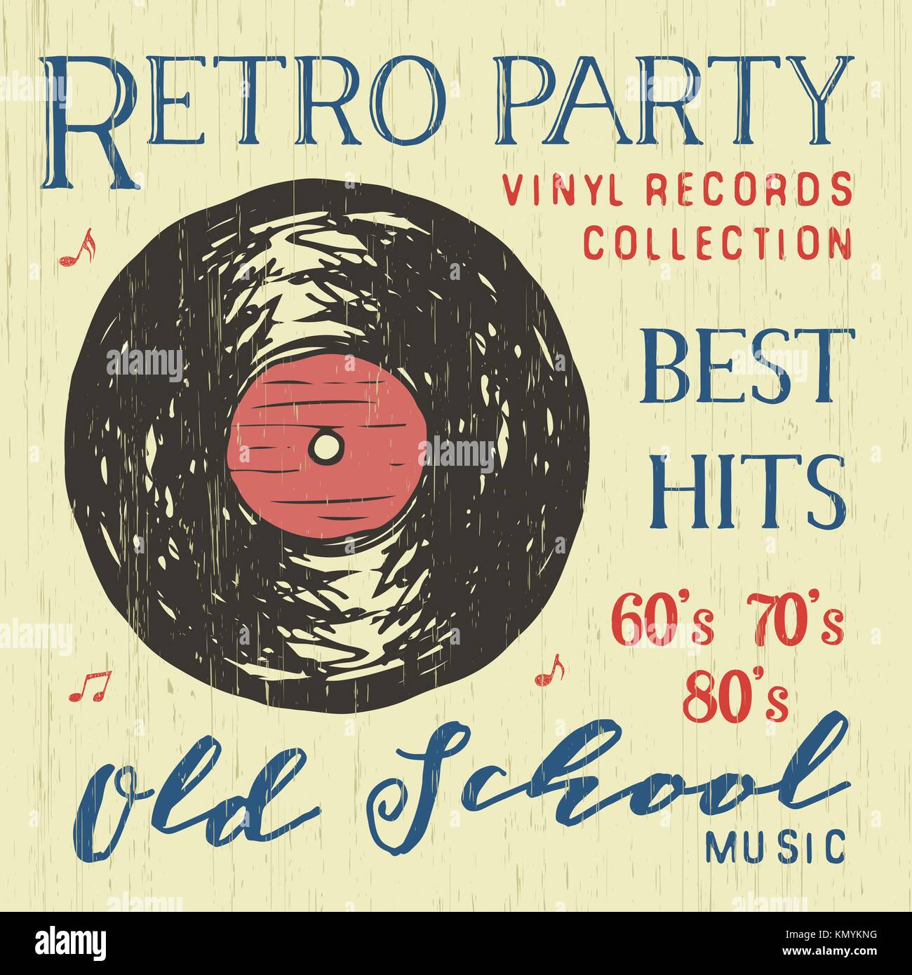 T-shirt design, retro party with vinyl record typography graphics ...