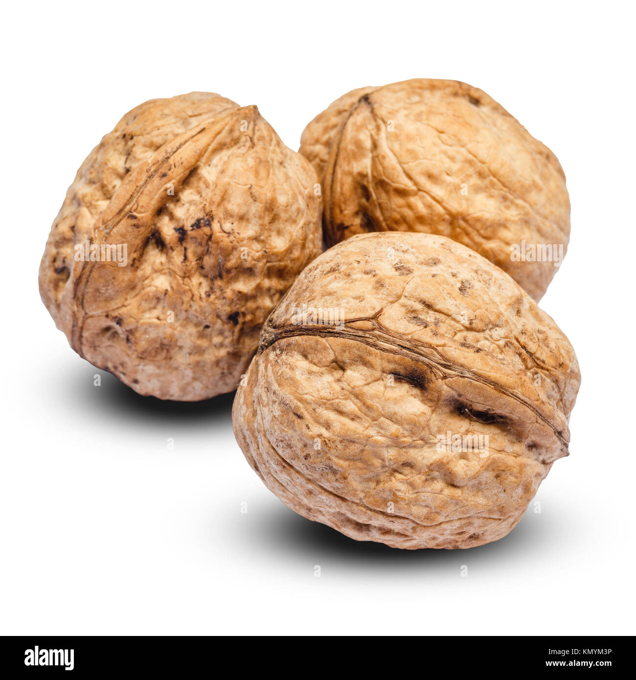 three whole walnuts isolated on white background. clipping path Stock ...