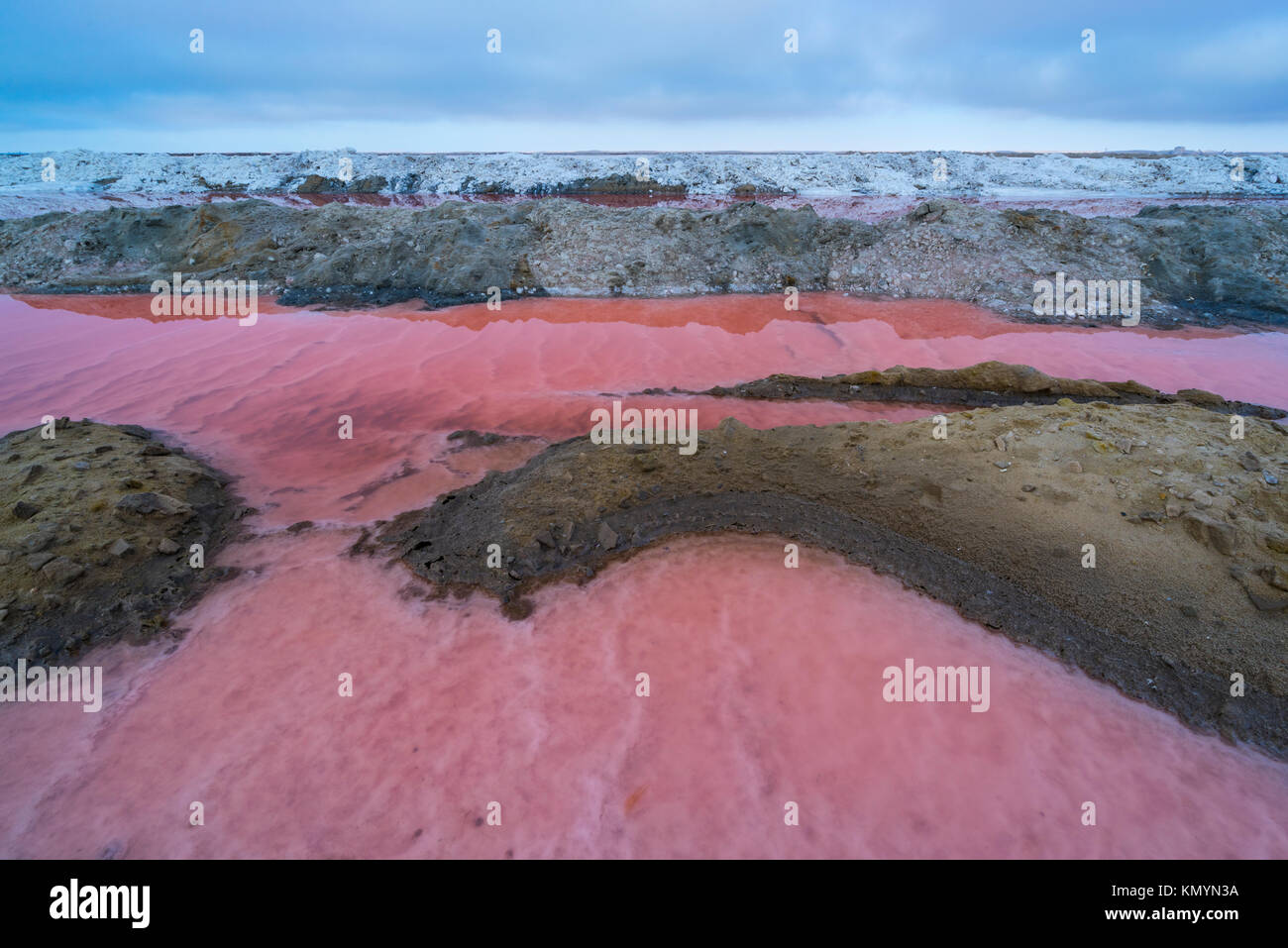 Salt evaporation ponds, also called salterns, salt works or salt pans ...