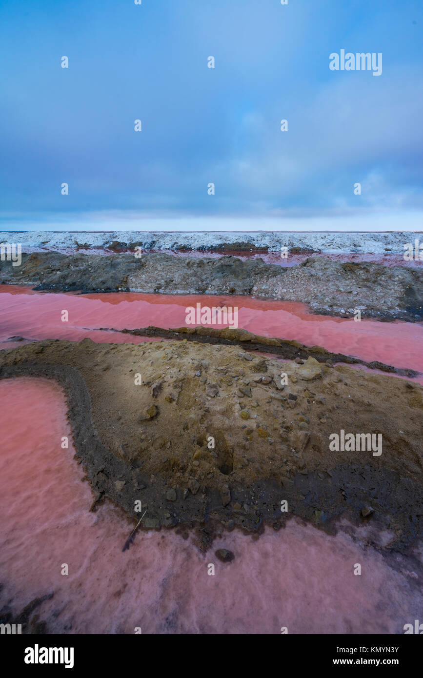 Salt evaporation ponds, also called salterns, salt works or salt pans ...