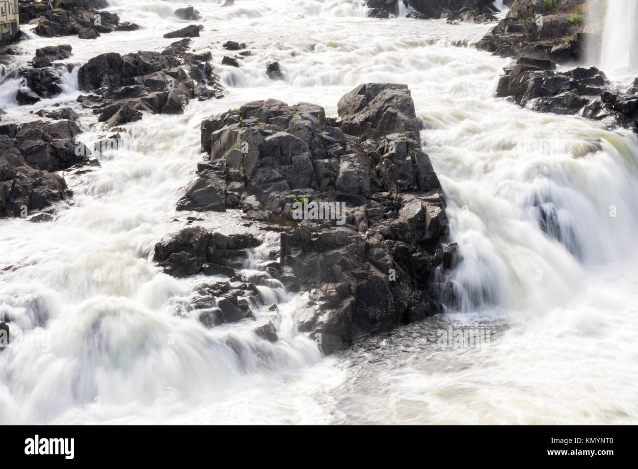 Honefoss waterfall with rock in Norway Stock Photo - Alamy