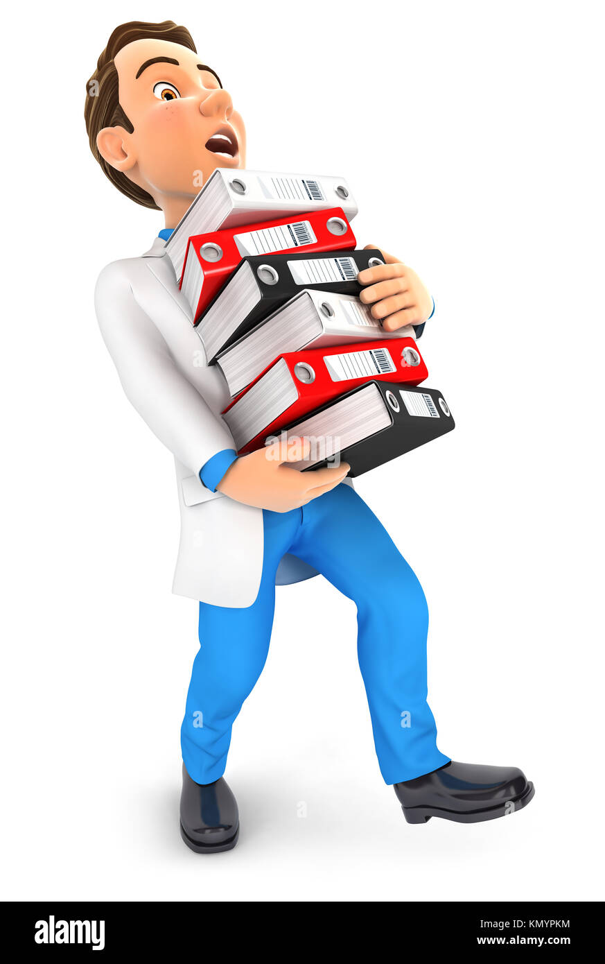 3d doctor overworked, illustration with isolated white background Stock ...
