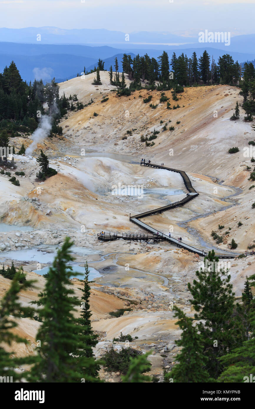 Winding boardwalk helps hikers navigate the dangerous boiling springs ...
