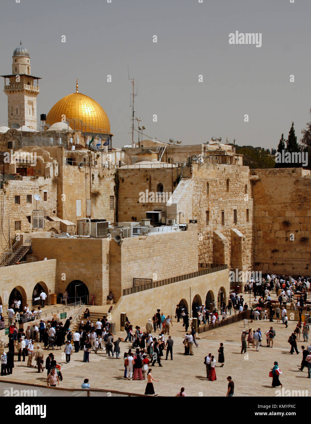 A view of the Temple Mount in Jerusalem, including the Western Wall and ...