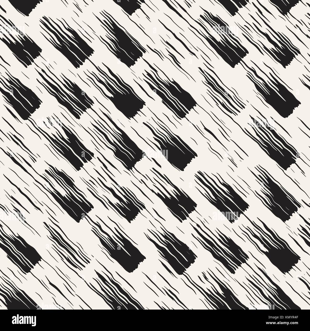 Vector seamless pattern with brush stripes and strokes. Black and white ...