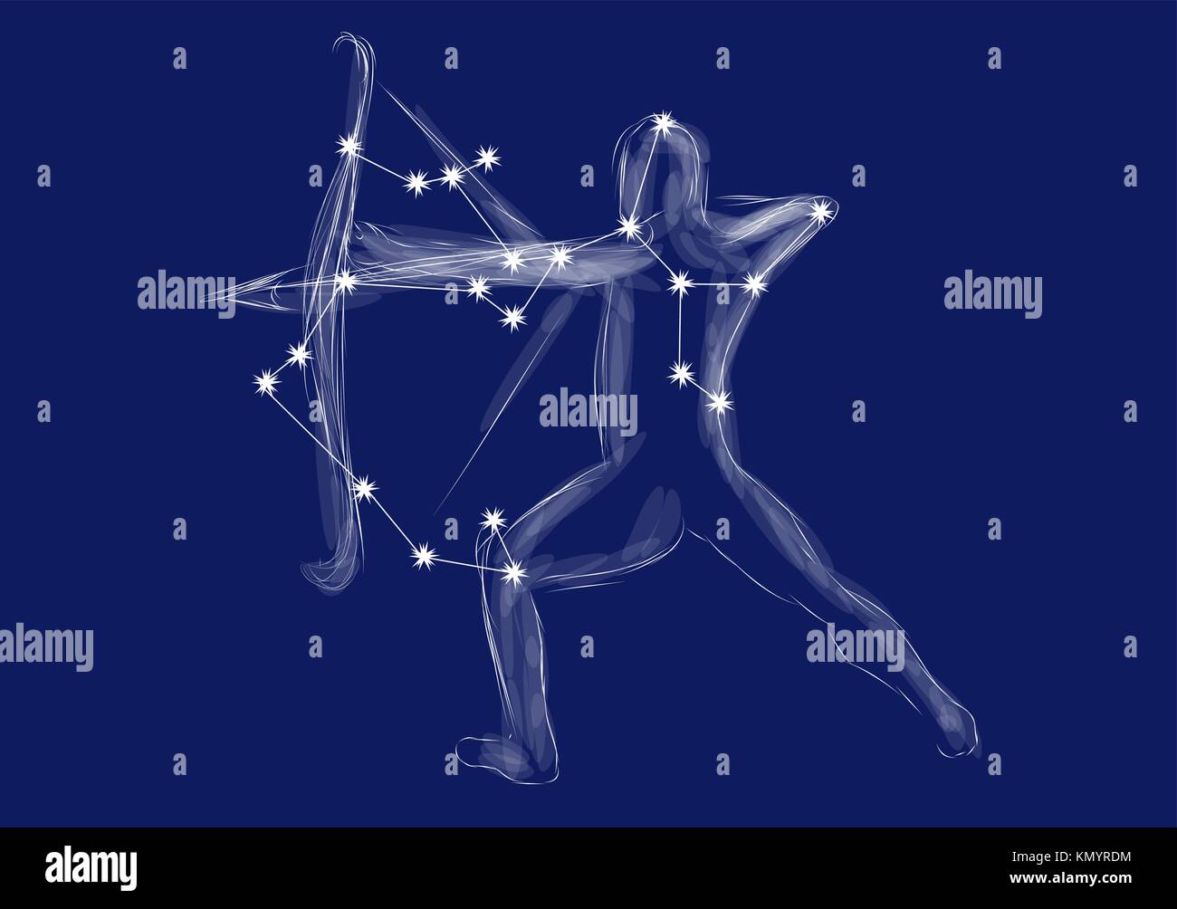 sagittarius. abstract zodiac sign on blue background Stock Vector Image ...