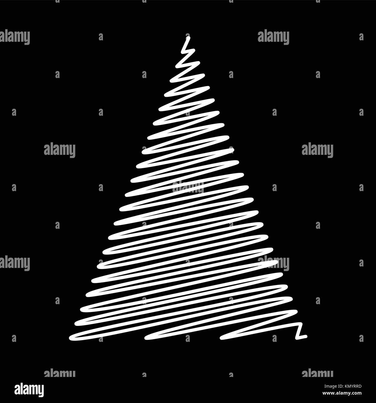 Christmas tree drawing line Stock Vector Images - Alamy