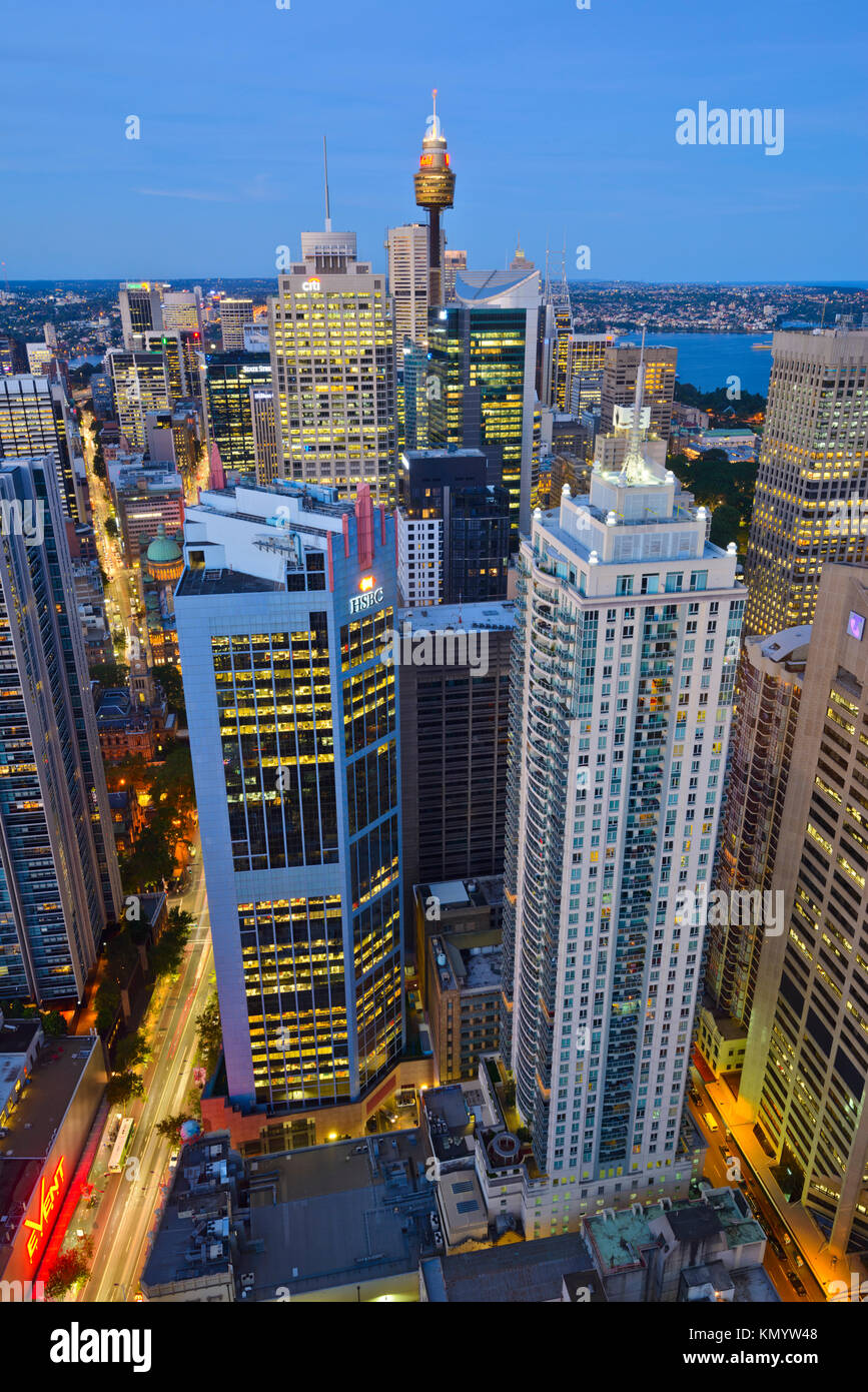 Aerial View of the Sydney City at Dusk, Sydney, New South Wales (NSW ...
