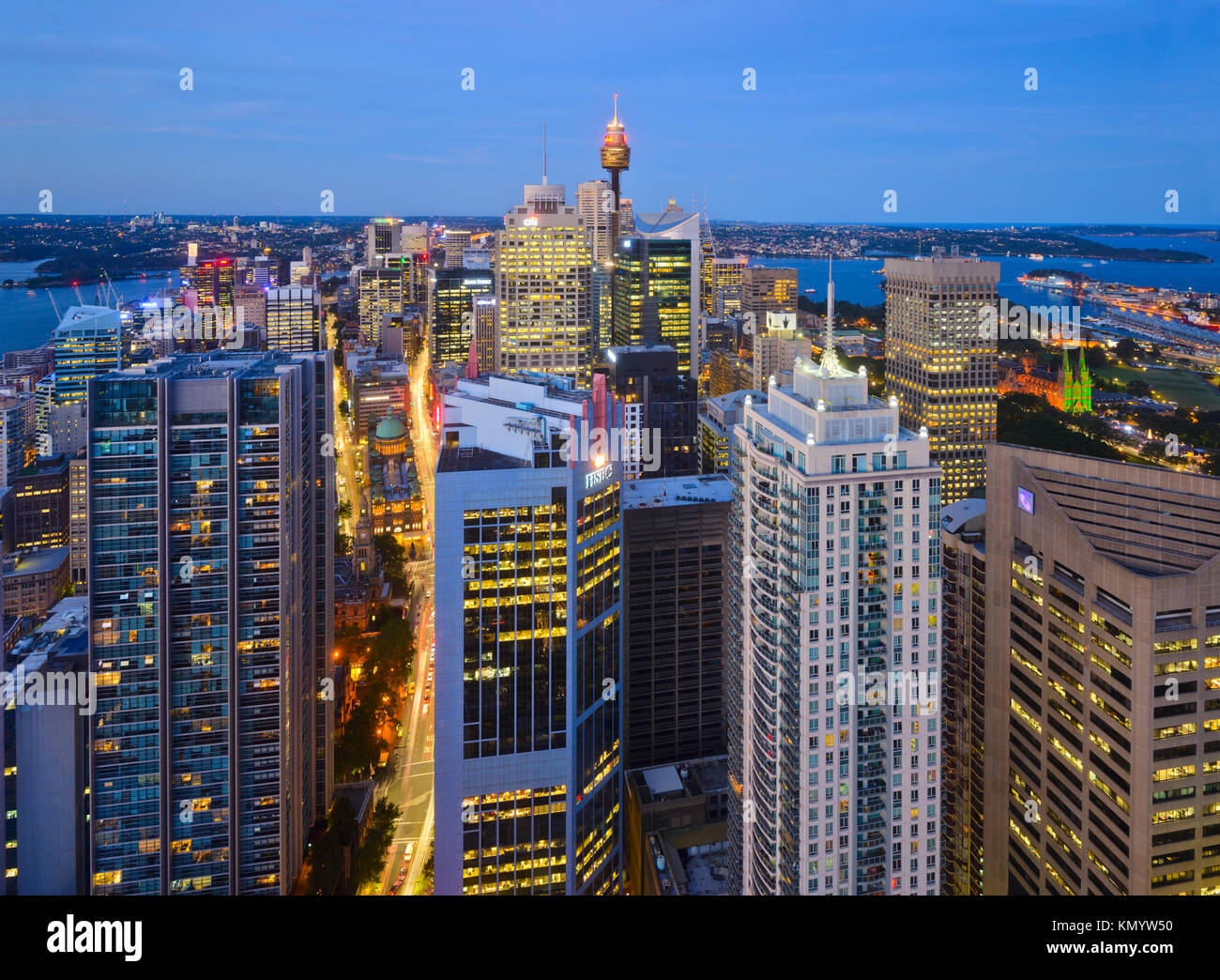 Aerial View of the Sydney City at Dusk, Sydney, New South Wales (NSW ...