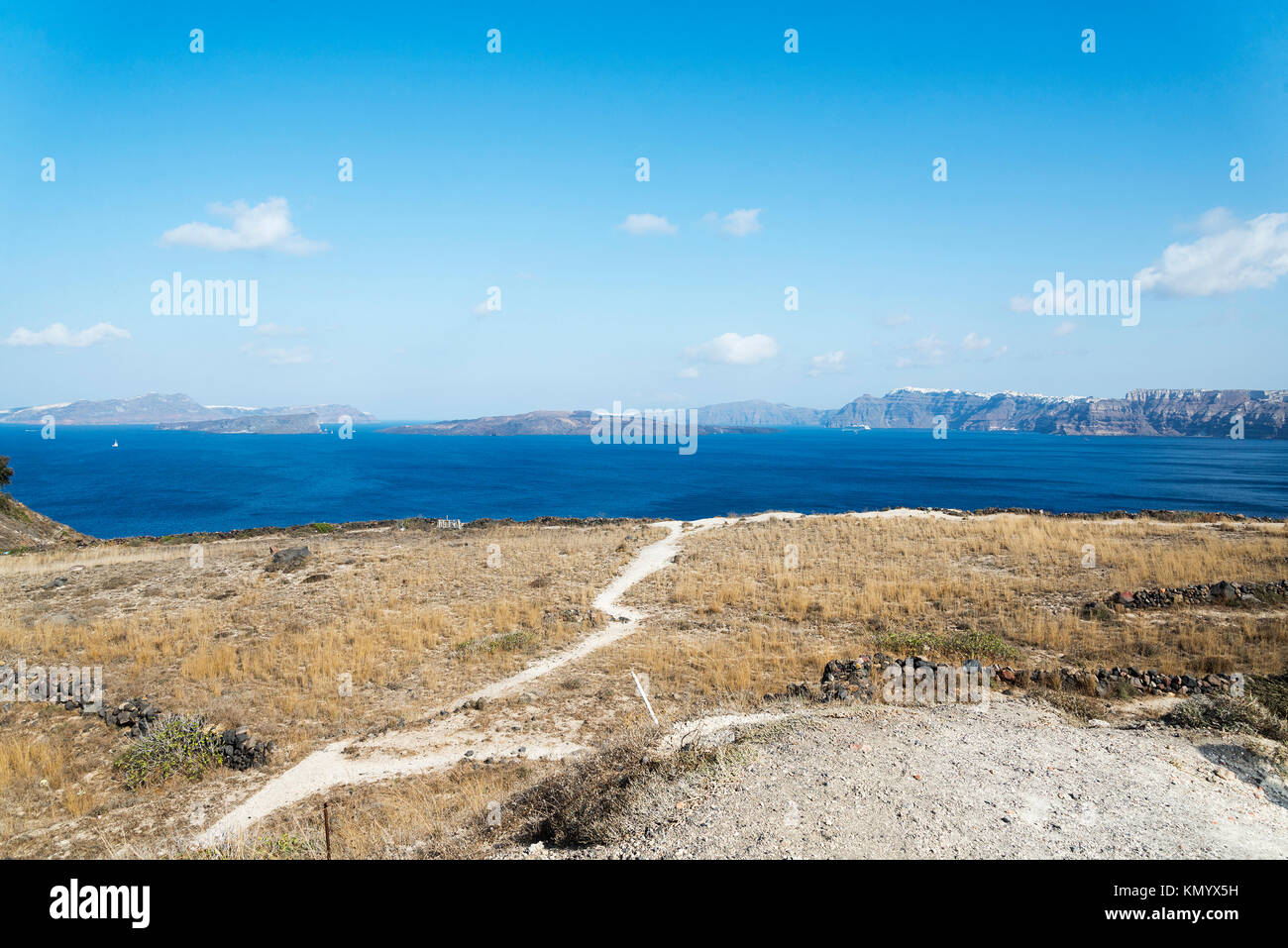 Stunning landscape with views of the island of Santorini, Greece in a ...
