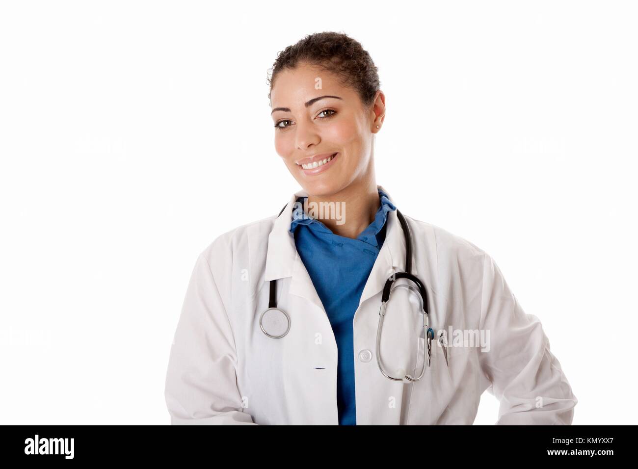 Beautiful attractive happy smiling female doctor physician nurse ...