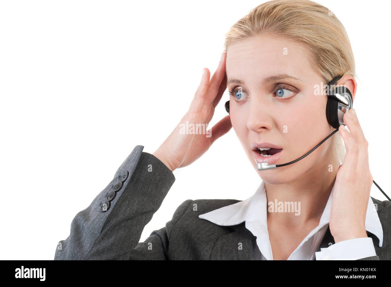 Worried customer service representative Stock Photo - Alamy