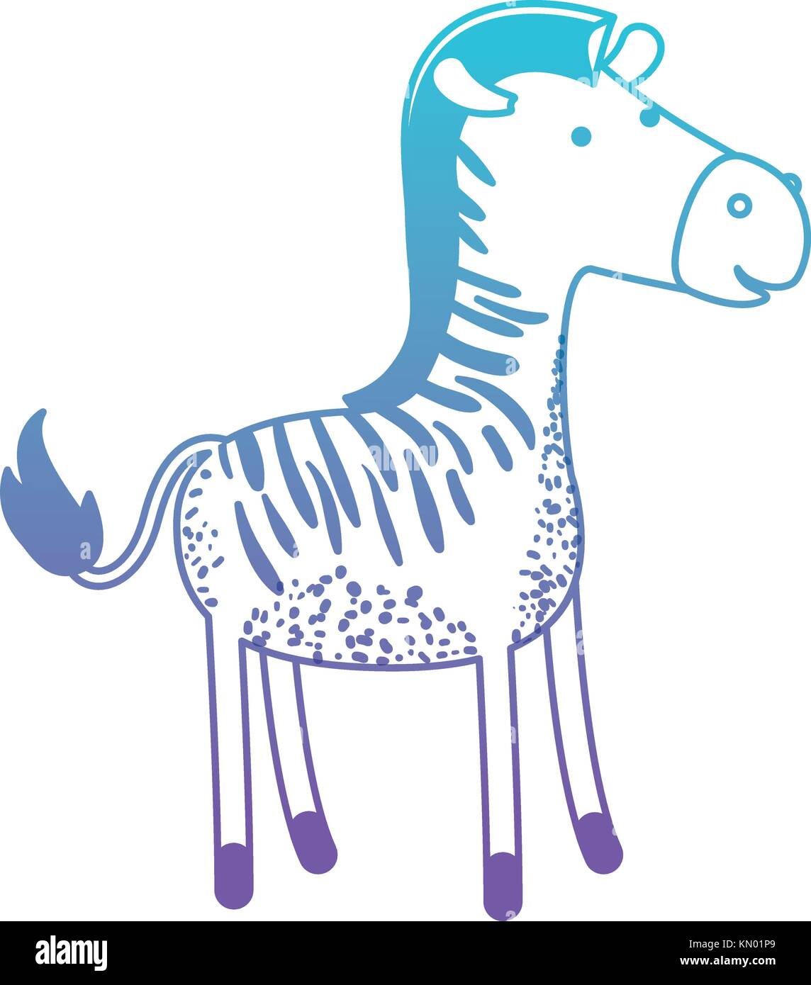 zebra cartoon in degraded blue to purple color silhouette Stock Vector ...