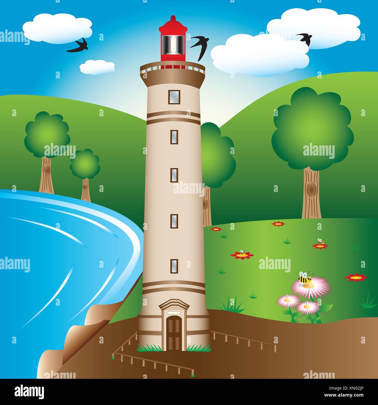 Lighthouse illustration hi-res stock photography and images - Alamy