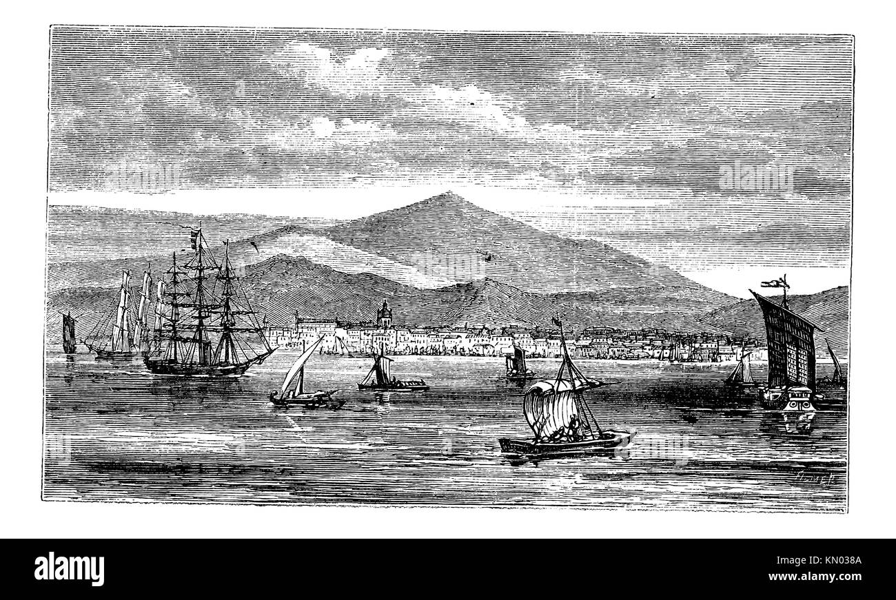 Jakarta Batavia in Indonesia, during the 1890s, vintage engraving Old ...