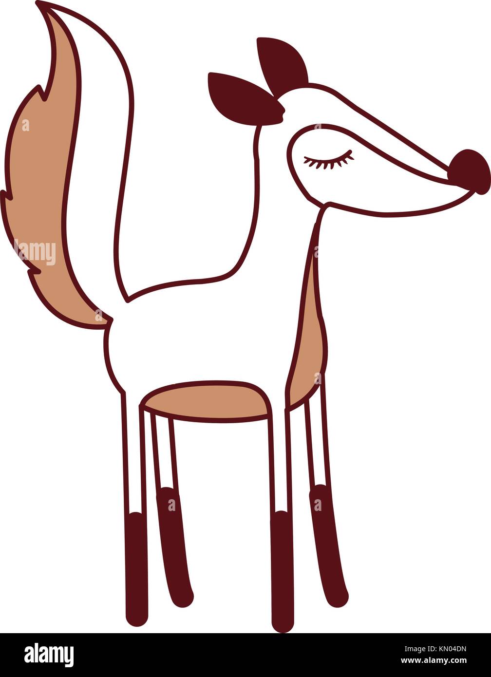 female fox cartoon with closed eyes expression in color sections ...