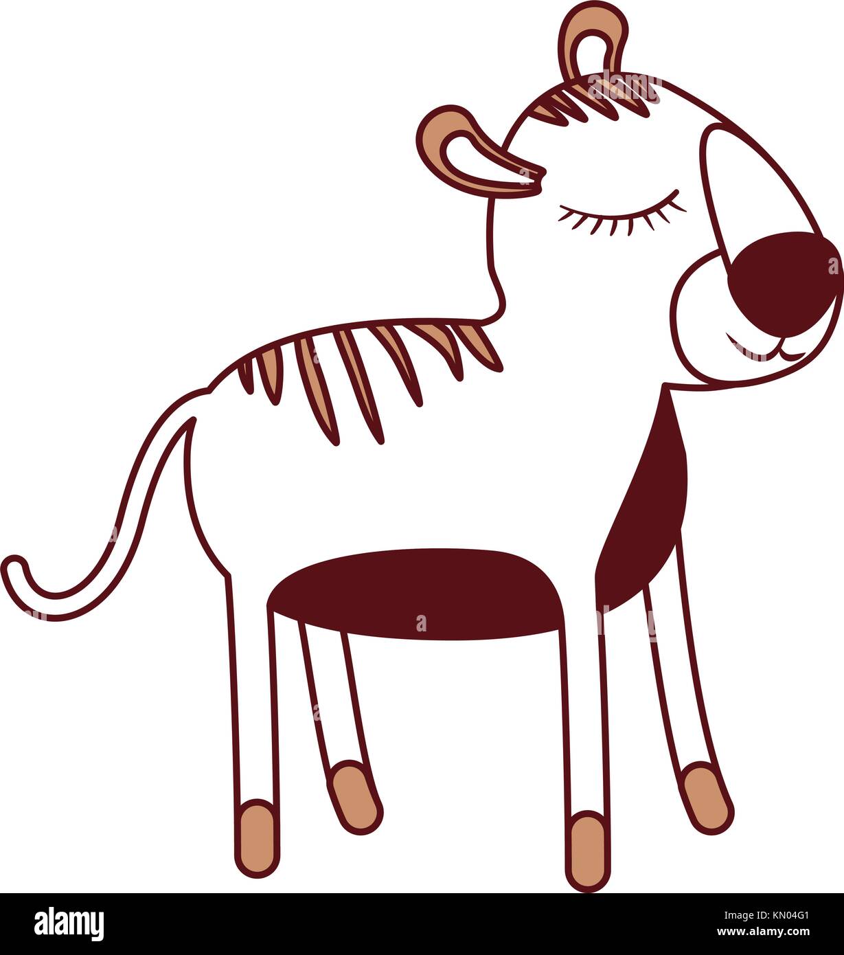 female tiger cartoon with closed eyes expression in color sections ...