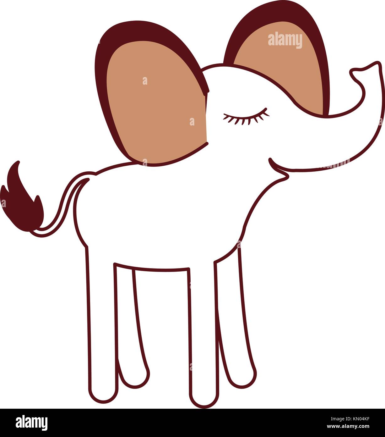 female elephant cartoon with closed eyes expression in color sections ...