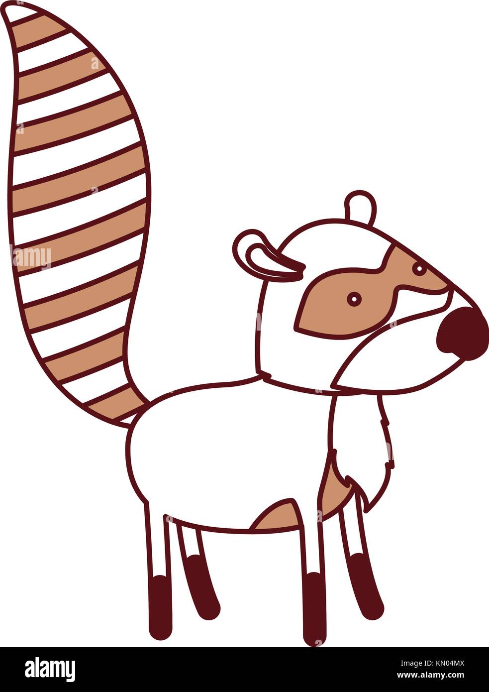 raccoon cartoon in color sections silhouette with thick contour Stock ...