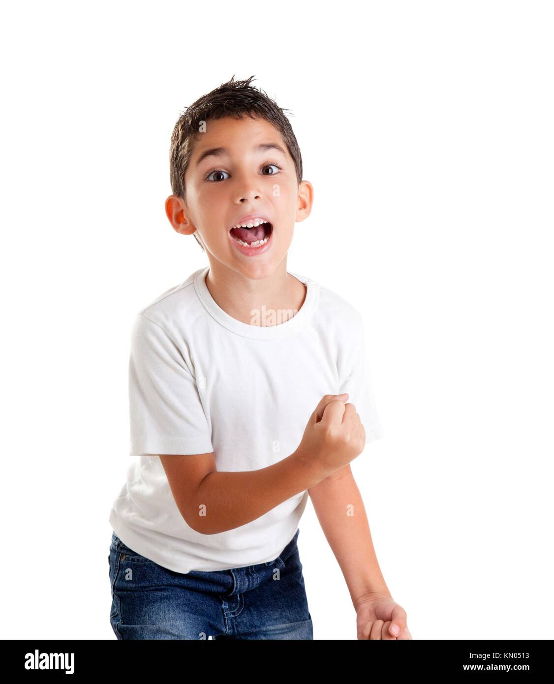 children excited kid epression with winner gesture screaming happy ...