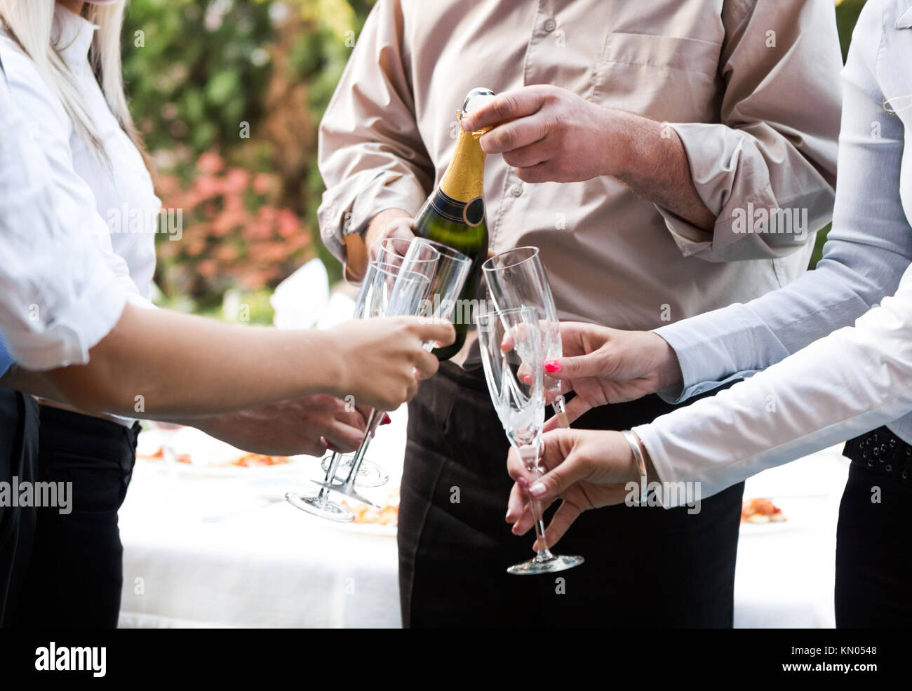 Group of people having a toast with champaing Stock Photo - Alamy